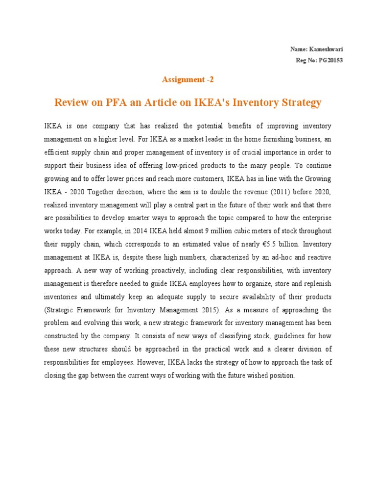 Review On IKEA's Inventory Management Strategy | PDF | Inventory ...