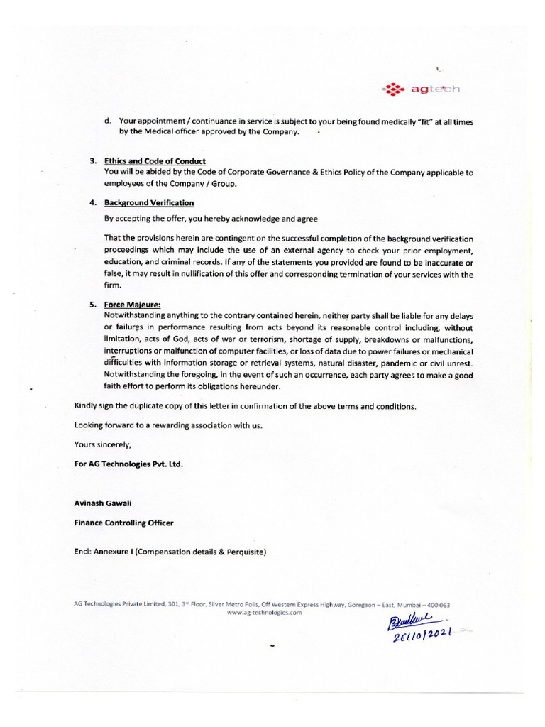 Offer Letter format | PDF