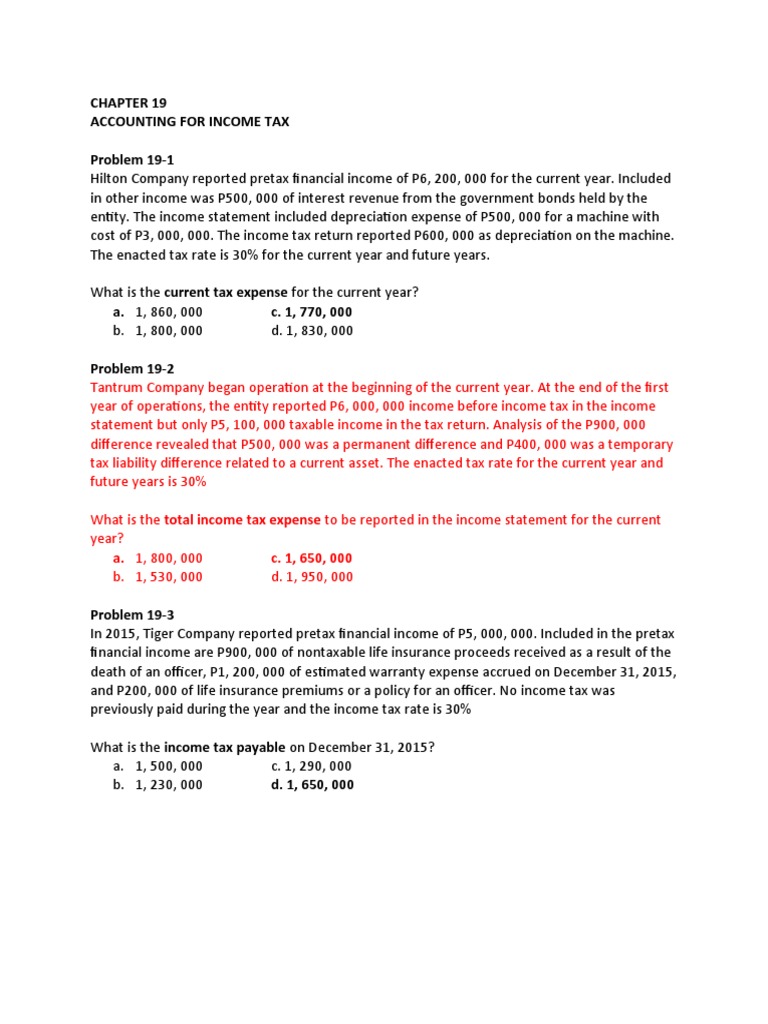 Income Tax Accounting Problems and Solutions | PDF | Depreciation | Income