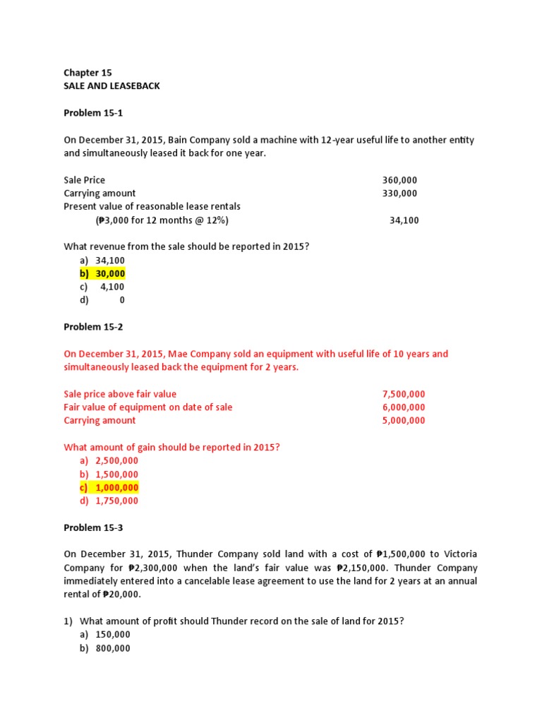 Sale and Lease Back | PDF