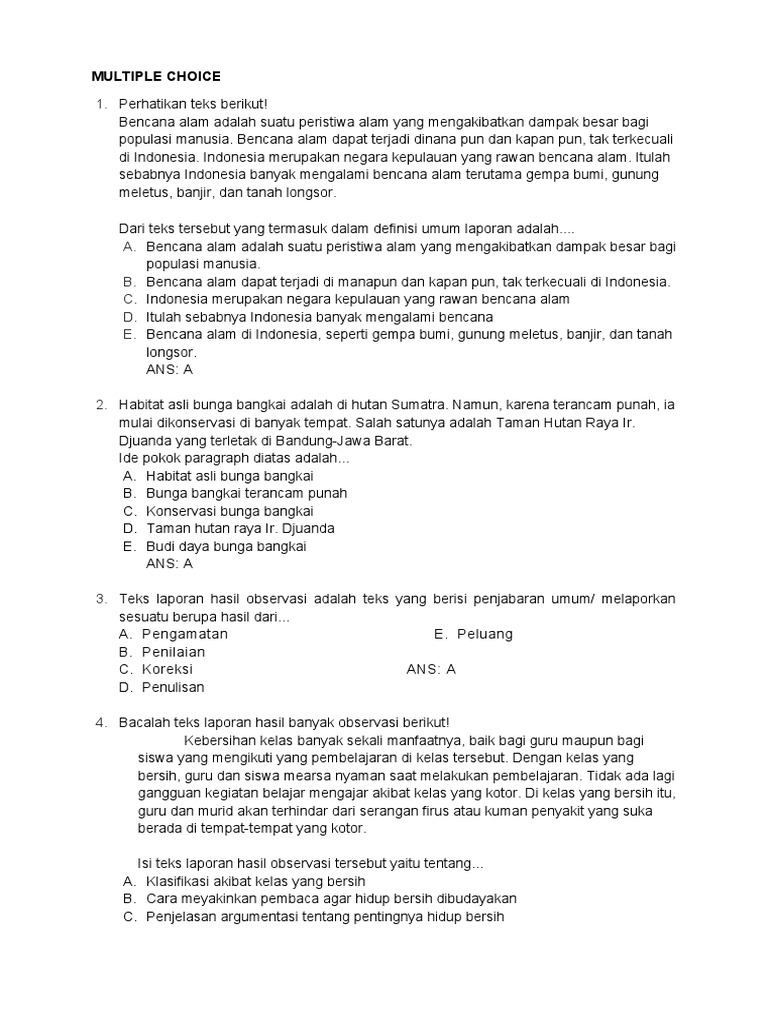 Soal Penilaian Akhir Semester (PAS) Gasal - Bahasa Indonesia - X Dan Kunci Jawaban | PDF | Seni ...