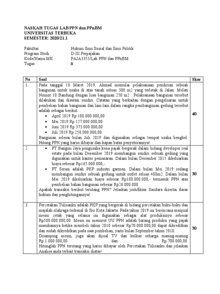 Naskah - PAJA3355 - Tugas 6 | PDF | Pengelolaan Keuangan & Uang