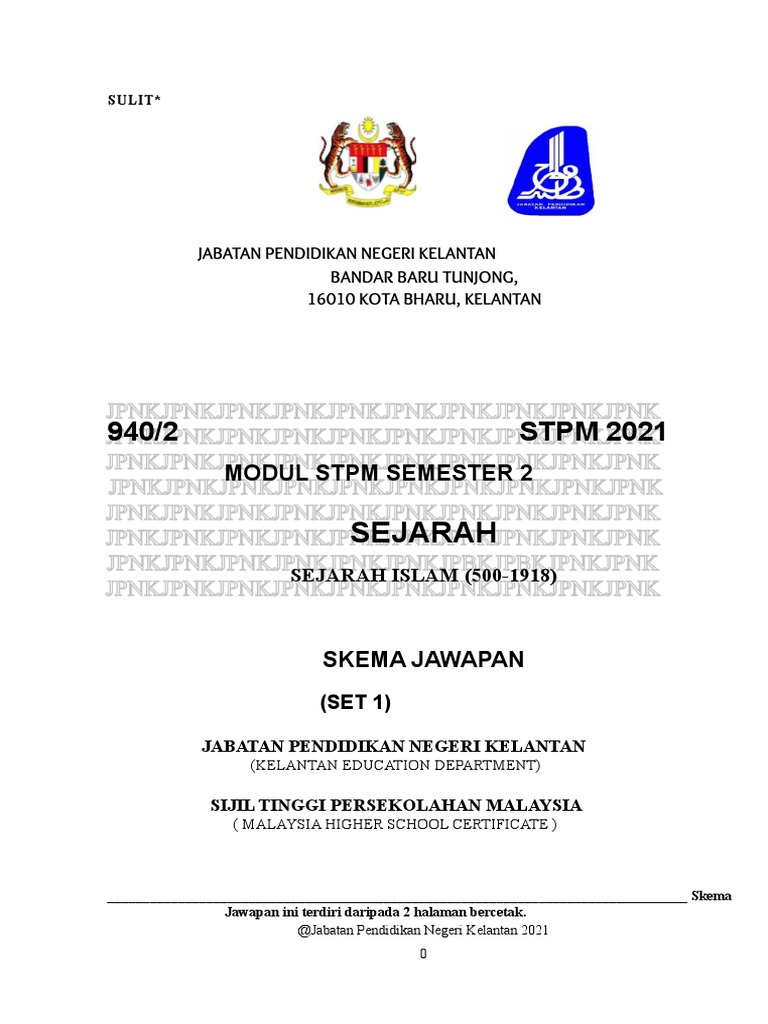Skema Set 1 Percubaan Sejarah Sem2 STPM 2021 | PDF