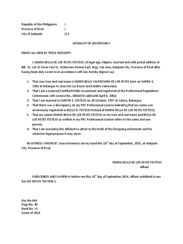 Affidavit of Discrepancy | PDF