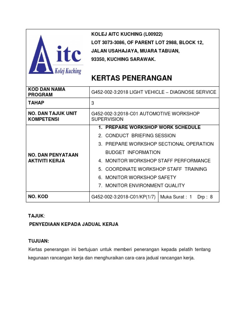 Kertas Penerangan C01 - (Wa1-7) | PDF