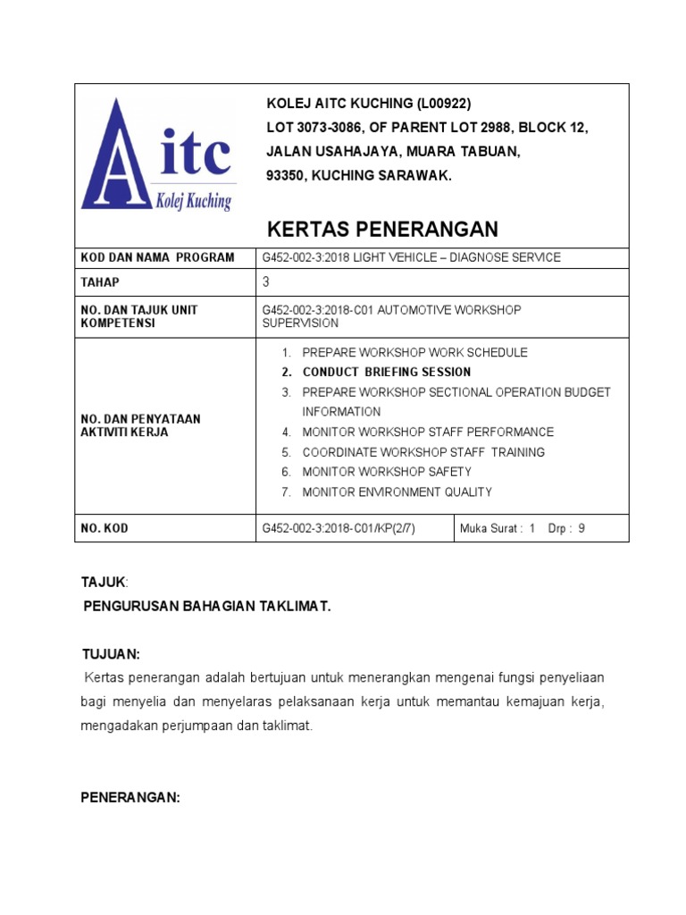 Kertas Penerangan C01 - (Wa2-7) | PDF