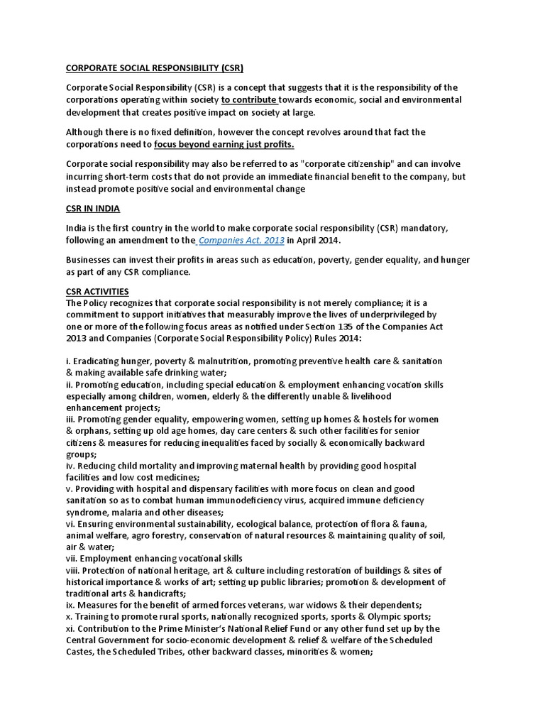 Corporate Social Responsibility-1 | PDF