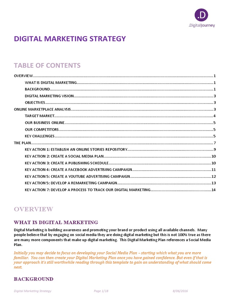 Digital Marketing Plan Template v1 | PDF | Digital Marketing | Marketing