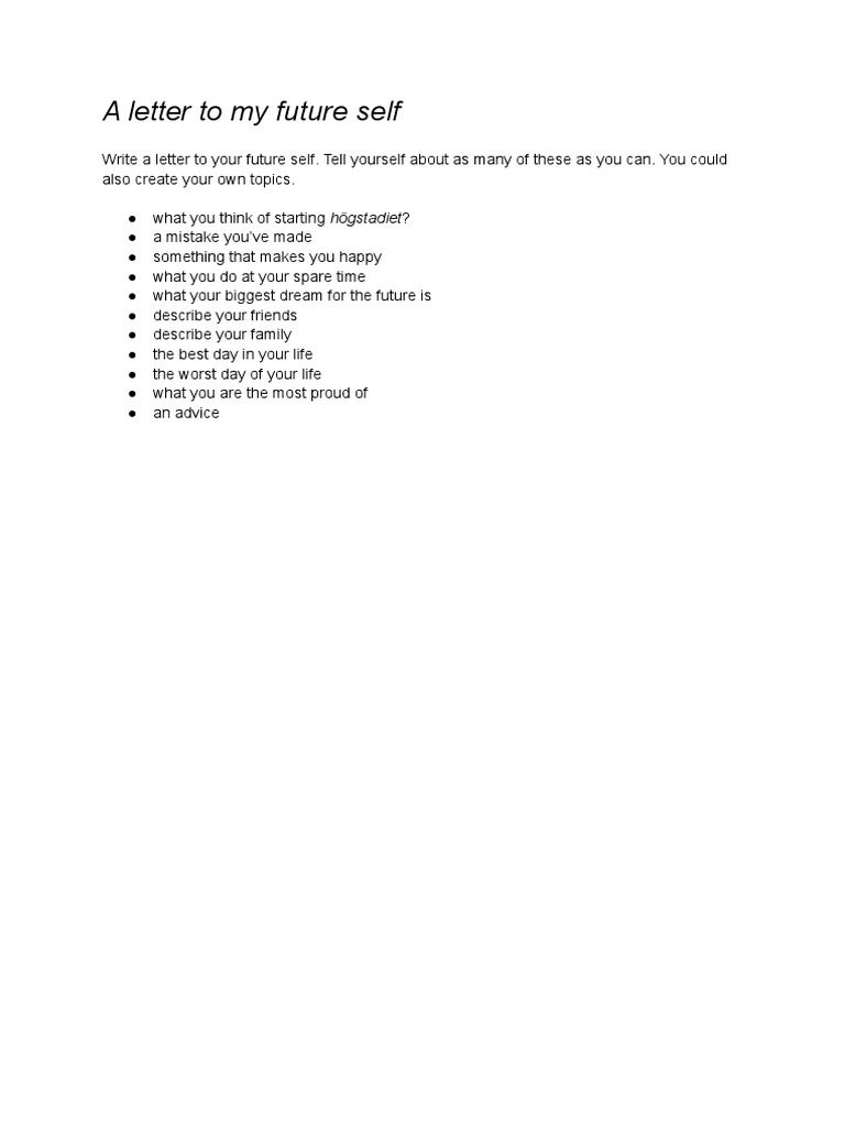 Letter to My Future Self Guide | PDF