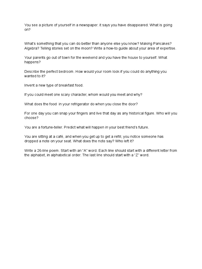 Writing Ideas | PDF