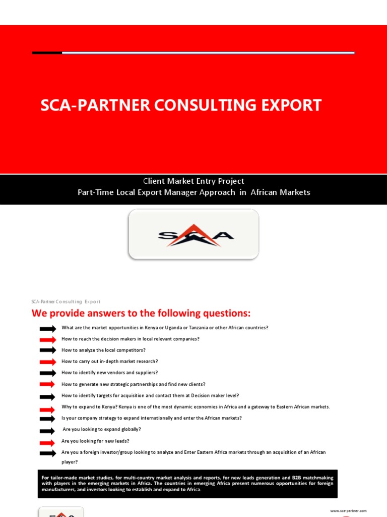 Part-Time Local Export Manager Approach in African Markets: Client Market Entry Project | PDF ...