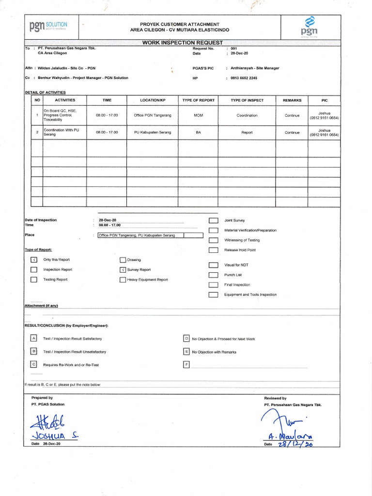 Work Inspection Request | PDF | Systems Engineering | Quality