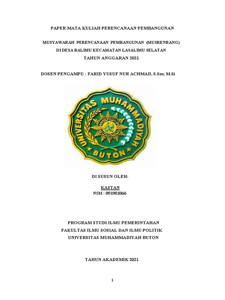 Musrenbang Desa Balimu 2021 | PDF