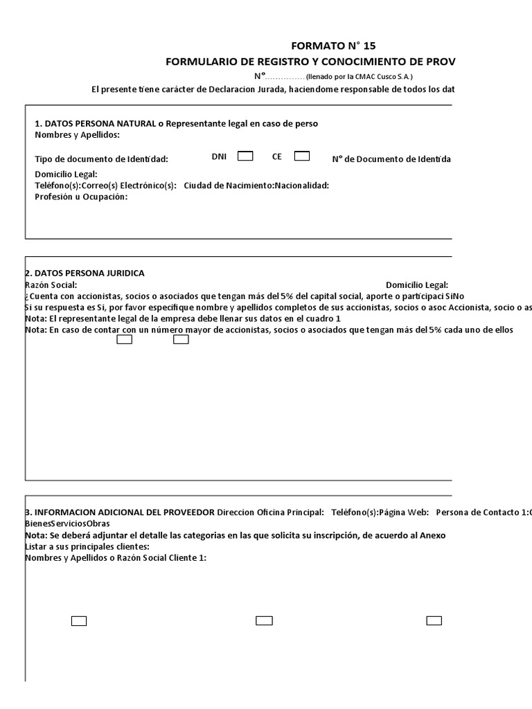 Formato Registro Proveedores | PDF