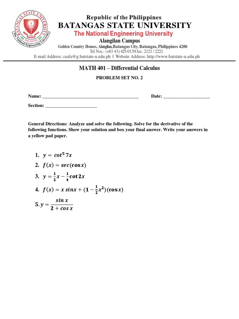 Problem Set No. 2 | PDF | Mathematical Analysis | Applied Mathematics