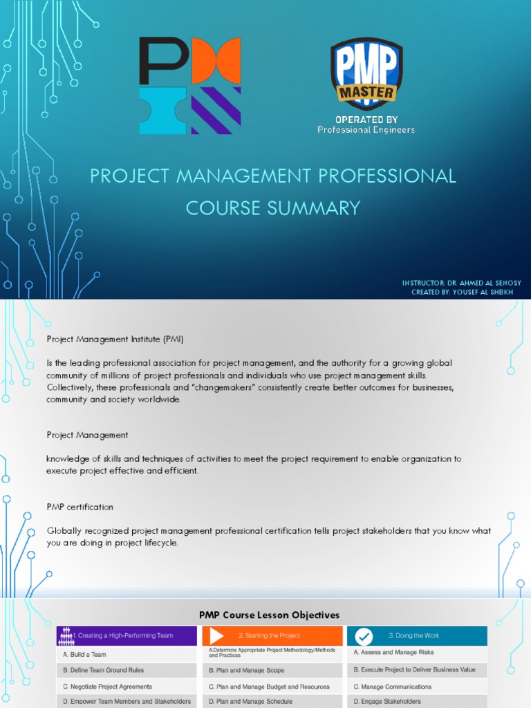 ملخص كامل Pmp | PDF | Risk | Project Management