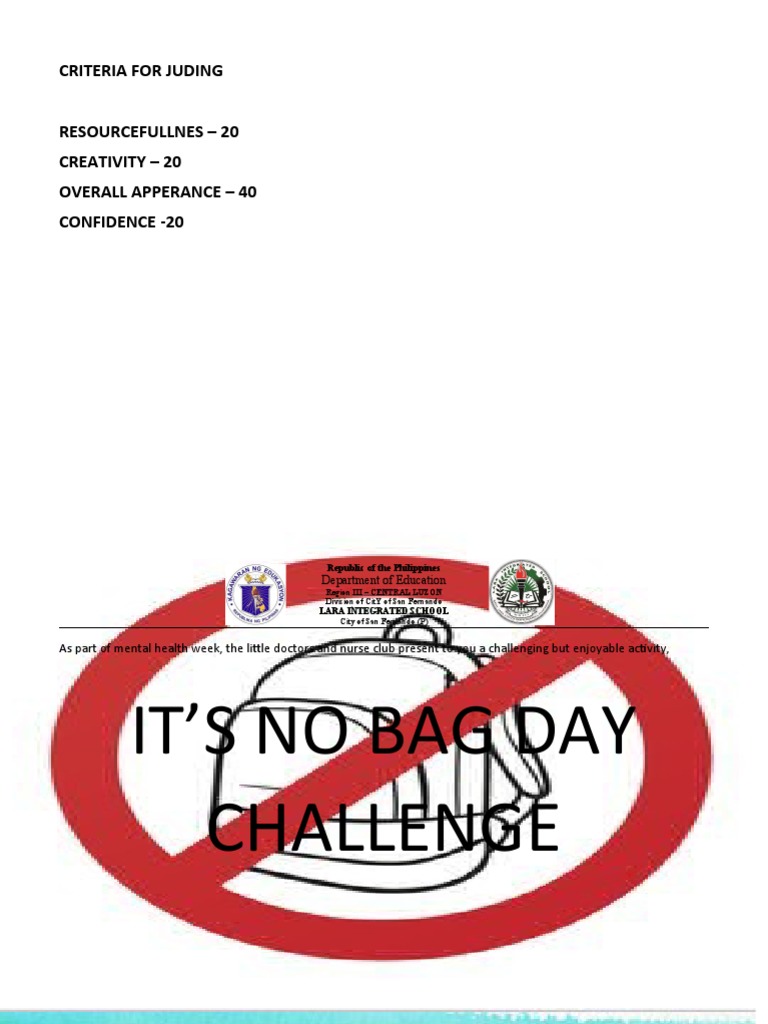 No Bag Day Challenge Guidelines | PDF
