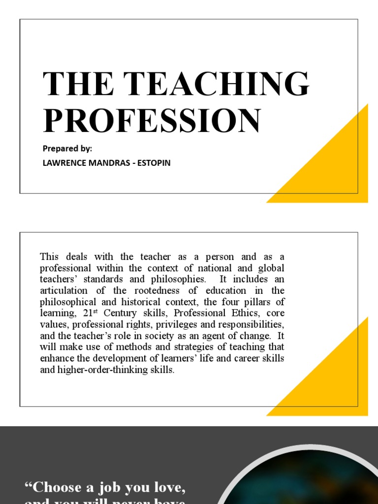 The Teaching Profession Pdf