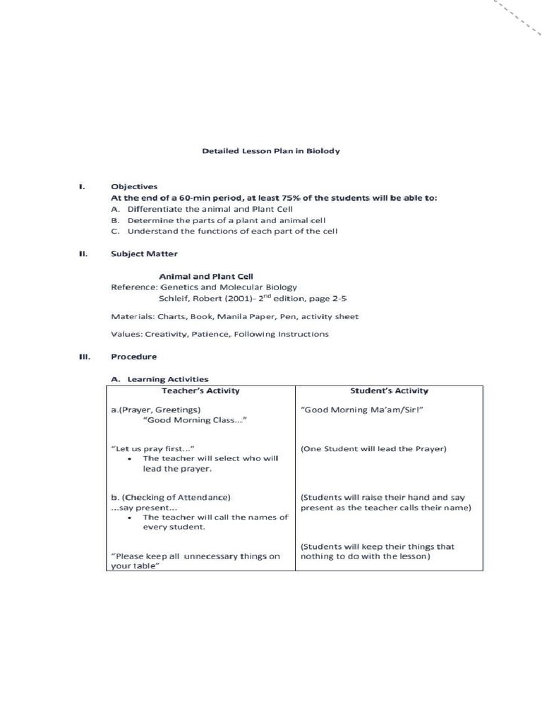 Detailed Lesson Plan | PDF