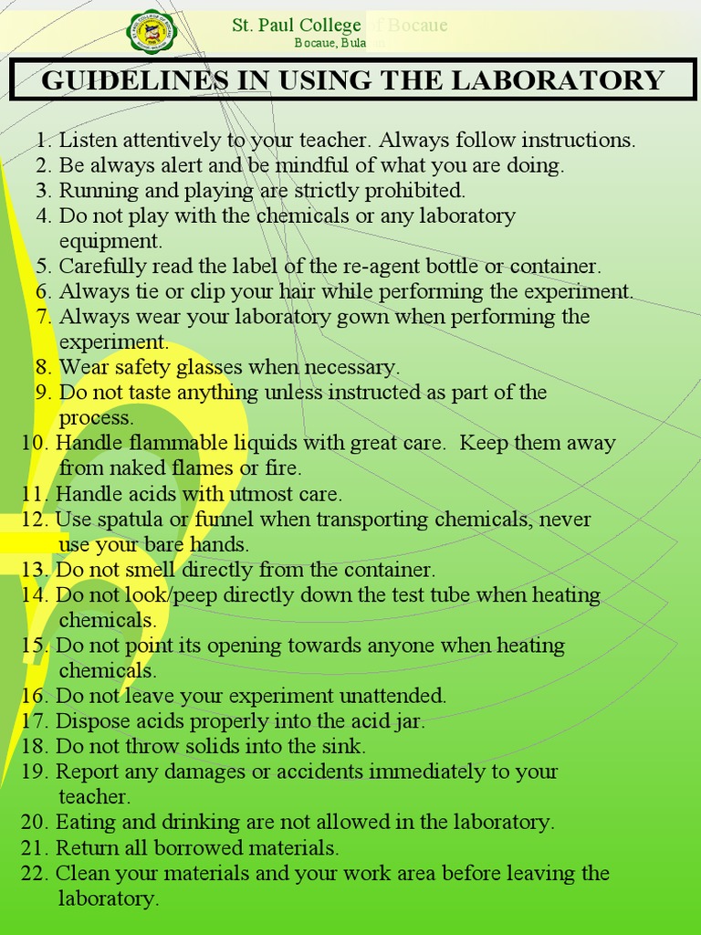 Laboratory Safety Rules and Guidelines | PDF | Laboratories