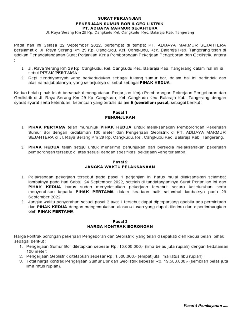 SPK PT Adijaya Makmur Sejahtera | PDF | Teknologi & Rekayasa