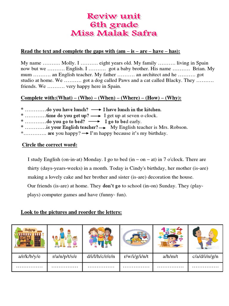 Review Unit 6th Grade | PDF