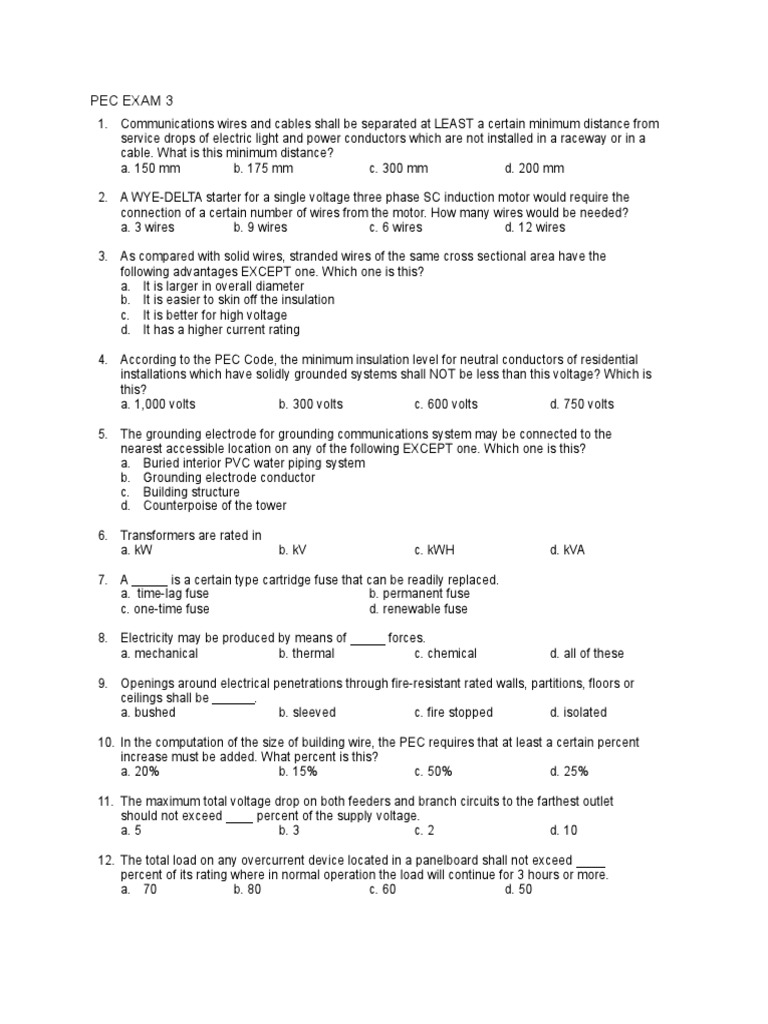 PEC Exam 3Q To 8Q | Download Free PDF | Fuse (Electrical) | Electrical ...
