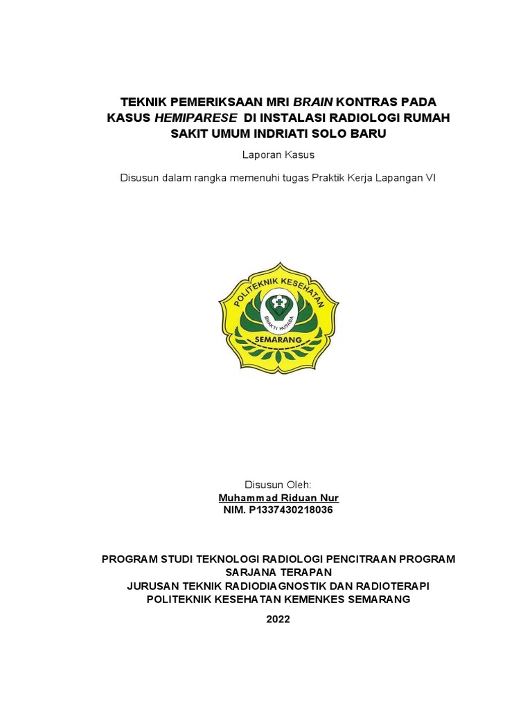 Laporan Kasus MRI-Muhammad Riduan Nur-Poltekkes Semarang | PDF