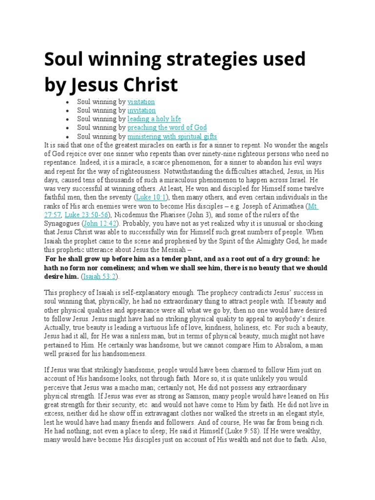 Soul Winning Strategies Used by Jesus Christ | PDF | Jesus | Spiritual Gift