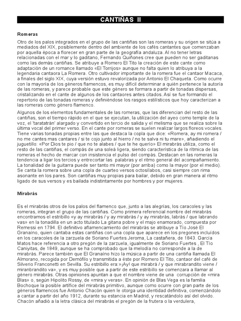 Taller Cantiñas II Cuplé Bulería | PDF | Ritmo | Estilos de música ...