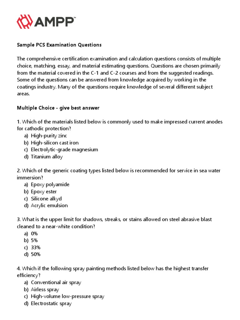 PCS Exam Study Questions and Answers | PDF | Epoxy | Volume