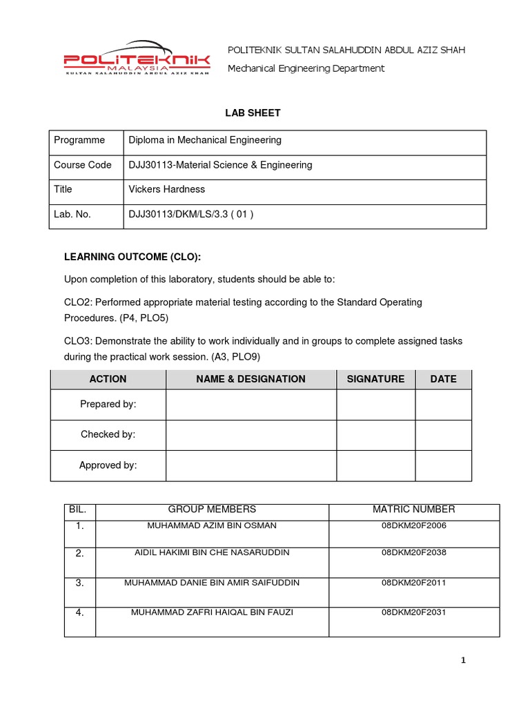 Djj30113 Material Science Lab 2 Pdf Chemistry Tests