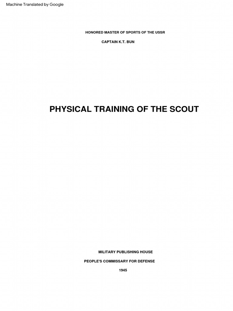 Soviet Scout Physical Training Methods | PDF | Reconnaissance ...