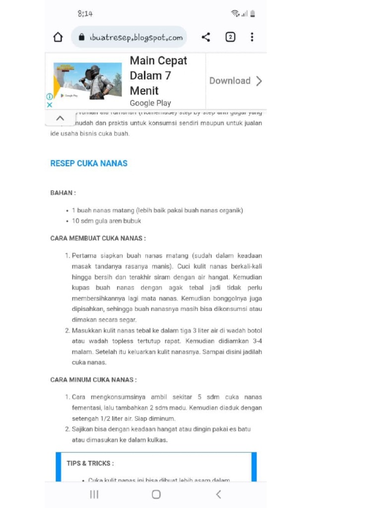 Resep Cuka Nanas | PDF