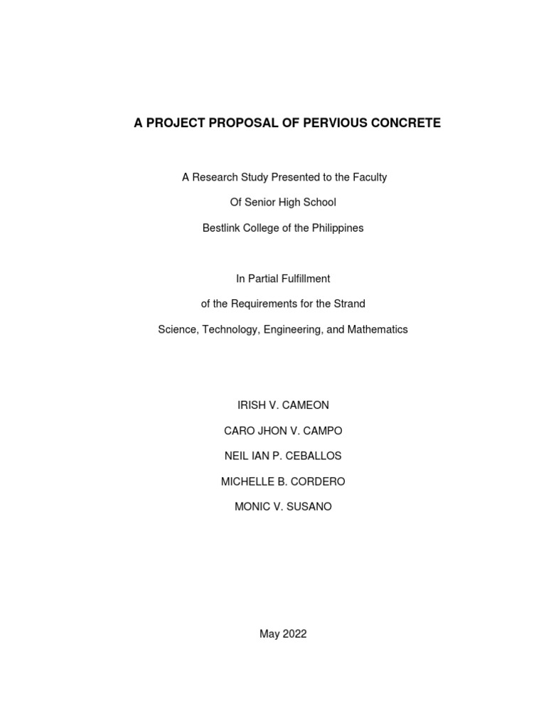 SHS Stem 2022 - A Project Proposal of Pervious Concrete | PDF ...