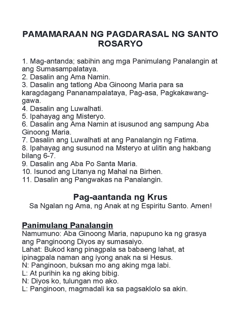 Pamamaraan NG Pagdarasal NG Santo Rosaryo | PDF