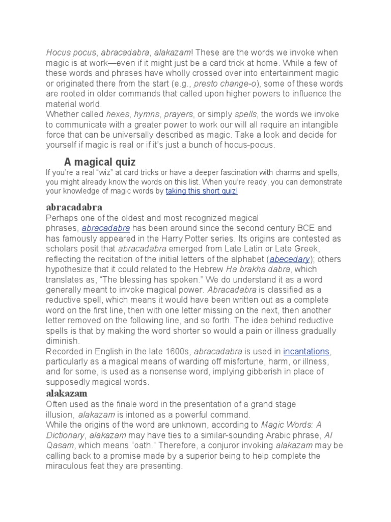 Discover the Origins and Uses of Magic Words | PDF | Supernatural ...