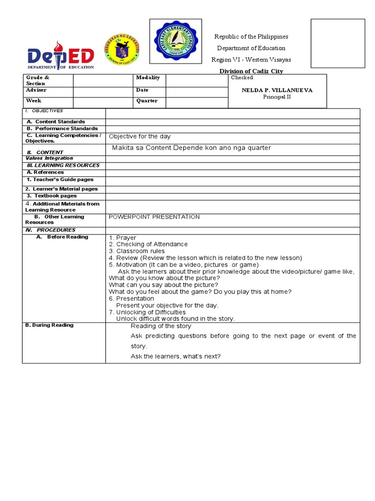 BDA - BEFORE, DURING AFTER Template | PDF | Learning | Teachers