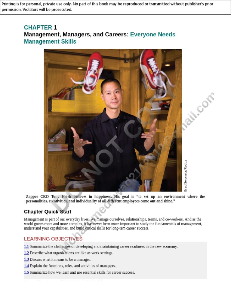 Contemporary Management Chapter (1-1) | PDF