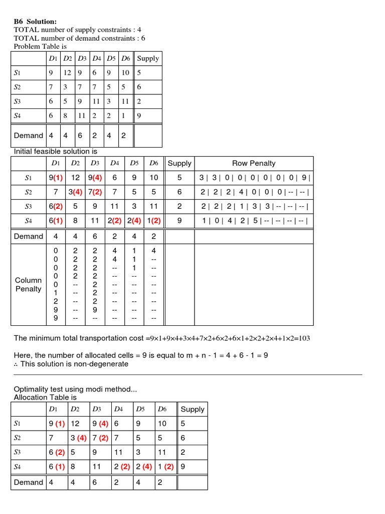 Transport and Assignment Answer | PDF | Numerical Analysis ...