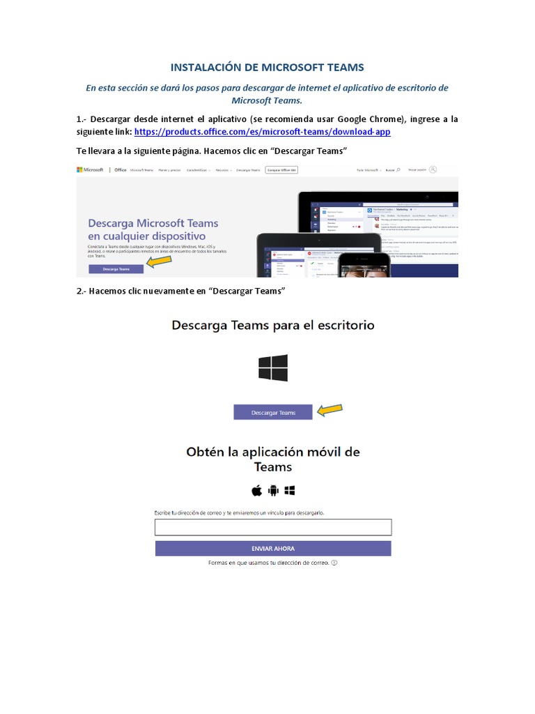 Manual de Instalación e Ingreso Microsoft Teams | PDF