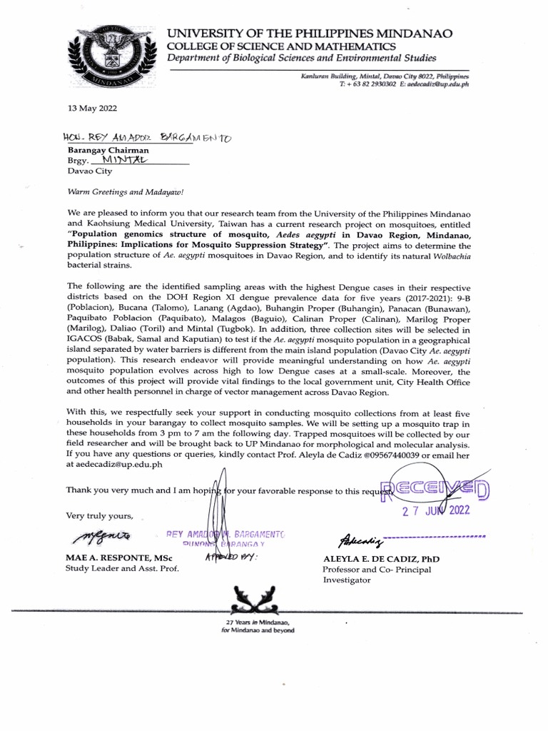 UP Letter Dengue Screening | PDF