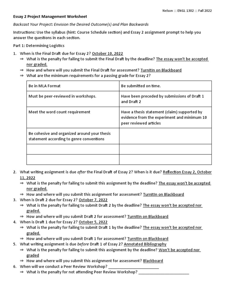Essay 2 Project Worksheet 1302 2 | PDF | Essays | Turnitin