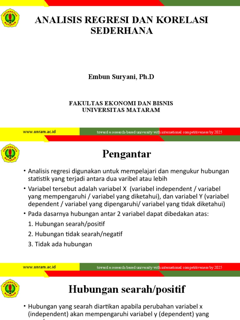 Analisis Regresi Dan Korelasi Sederhana | PDF