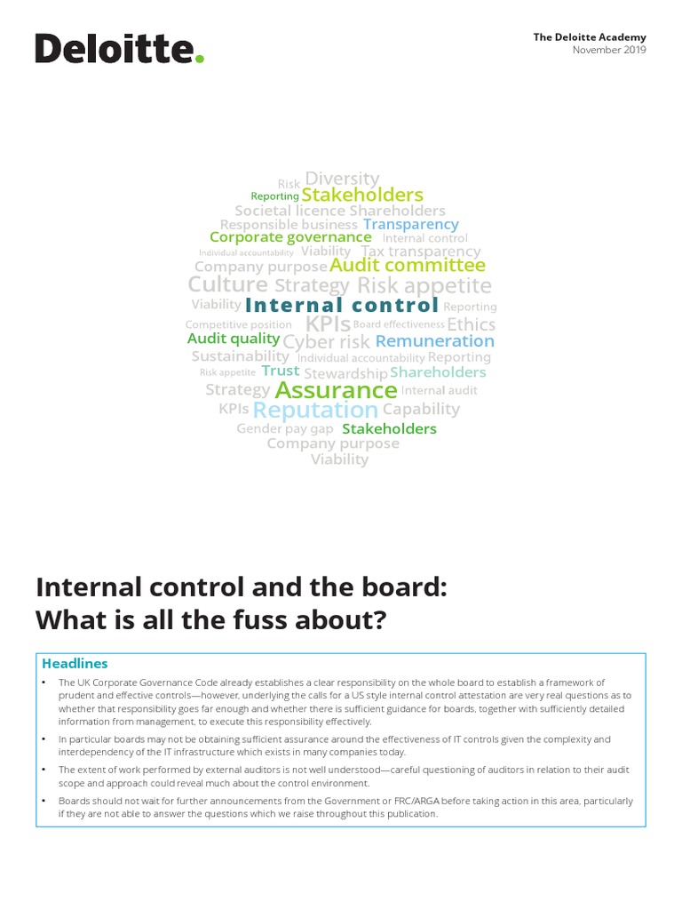 Deloitte Uk Gif Internal Control and The Board November 2019 | PDF ...