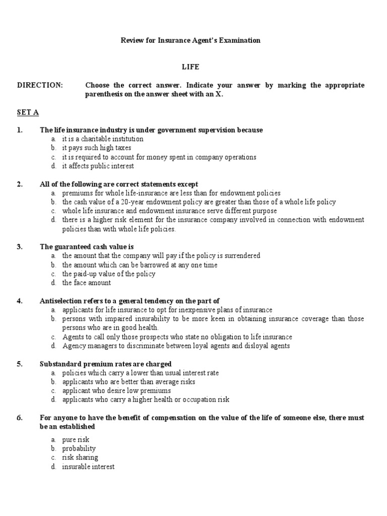 Insurance Agent Exam Review Guide | PDF | Insurance | Life Insurance