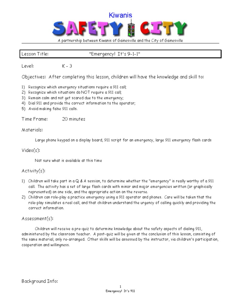 Emergency-It's 9-1-1 For K-3 | PDF | 9 1 1 | Emergency
