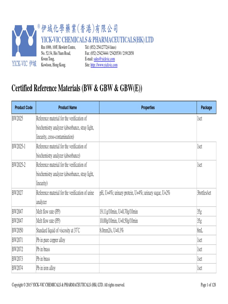 Application Reference BW & GBW & GBW (E) | PDF | Polychlorinated ...