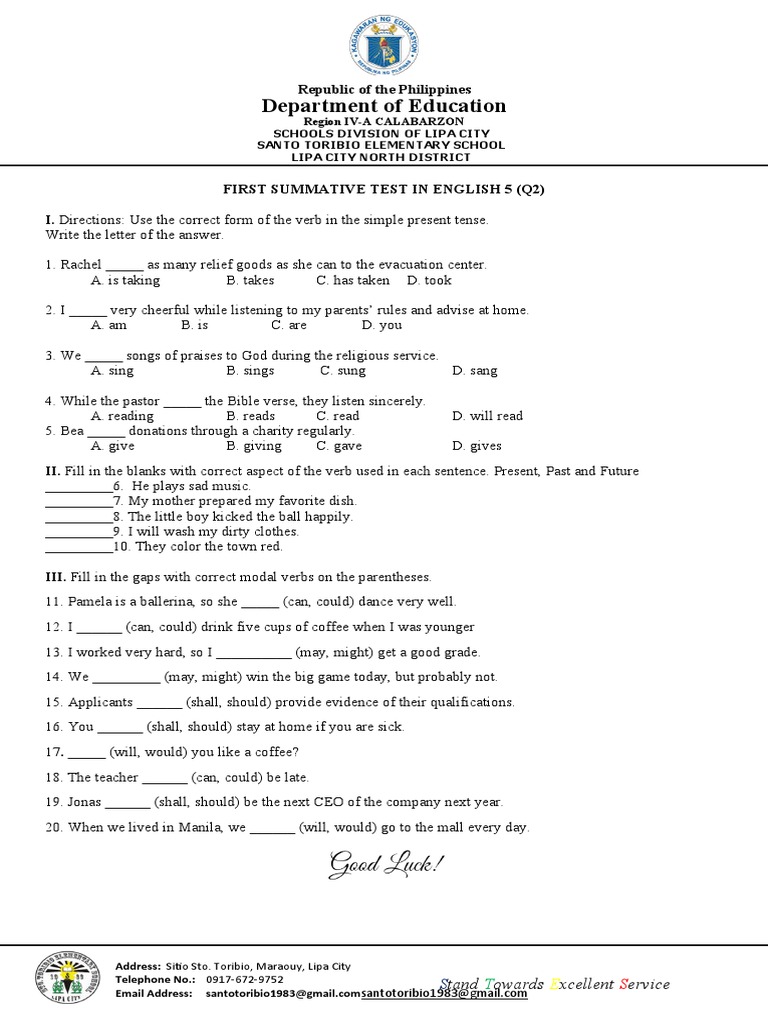 1ST Summative Test in English 5 | PDF | Linguistics | Grammar