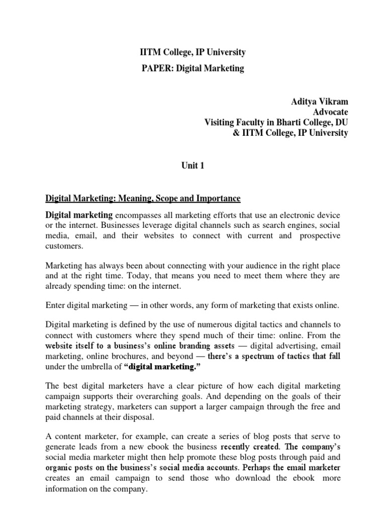 Digital Marketing Notes | PDF | Digital Marketing | Marketing